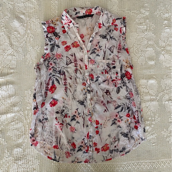 Zara | Tops | Zara Strawberry Garden Print Top | Poshmark